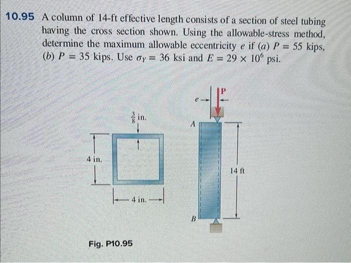Solved 0.95 A column of 14-ft effective length consists of a | Chegg.com
