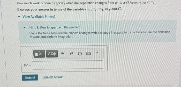 Solved The gravitational attraction between two objects with | Chegg.com