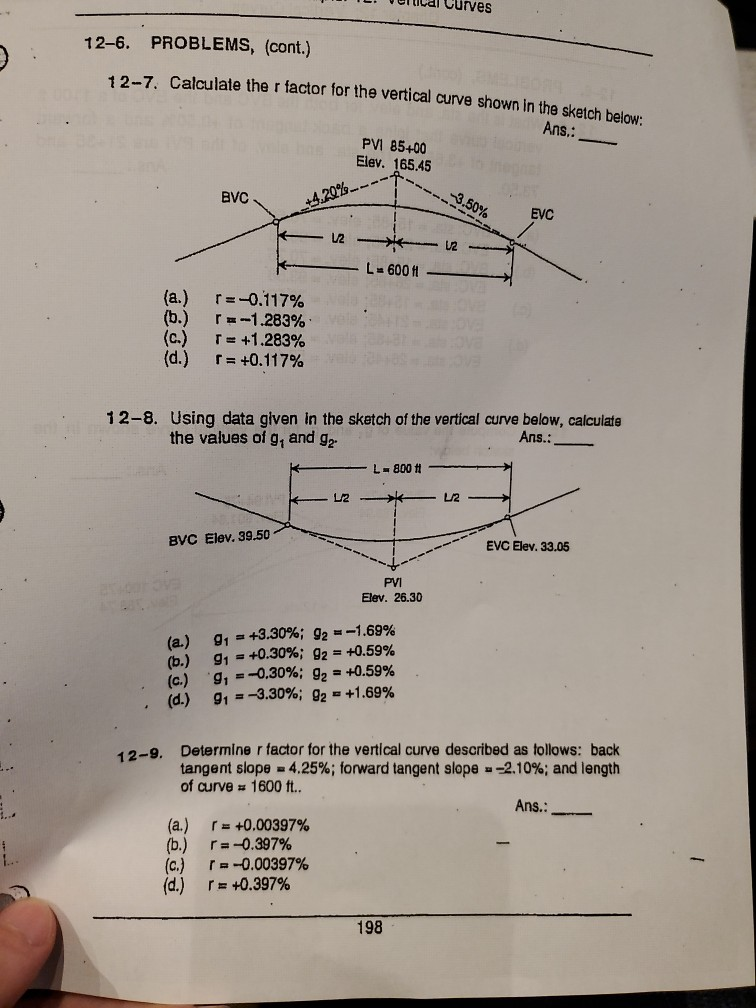 Solved 12-1. Given the following vertical curve data, what | Chegg.com