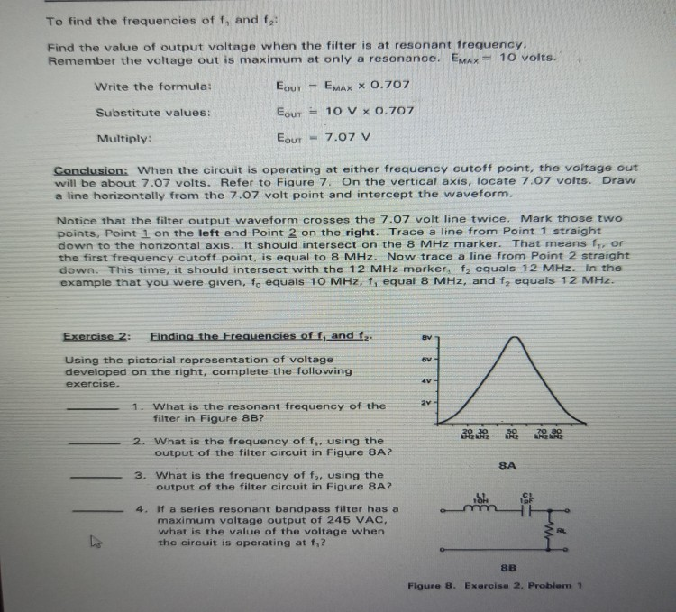 Solved To find the frequencies off, and f, Find the value of | Chegg.com