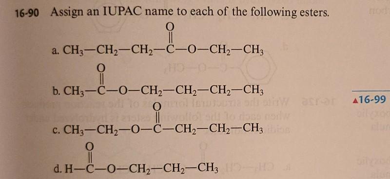 Solved 16-90 Assign an IUPAC name to each of the following | Chegg.com