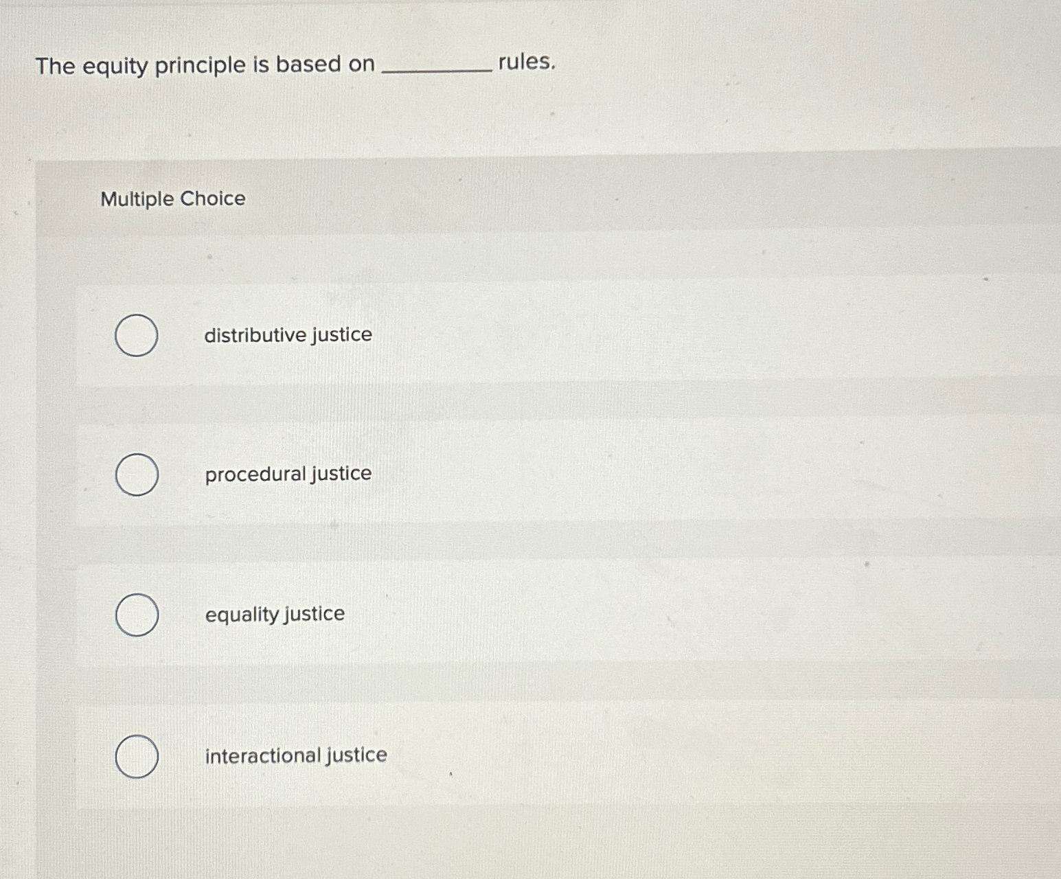 Solved The equity principle is based onrules.Multiple | Chegg.com