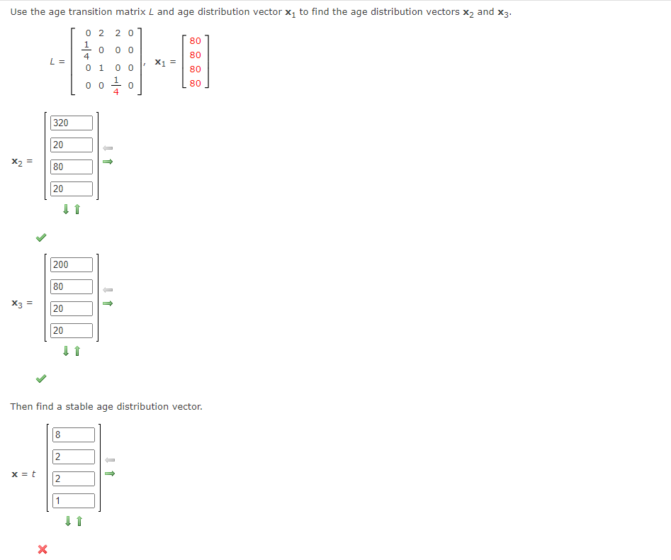 Solved Use the age transition matrix L ﻿and age distribution | Chegg.com