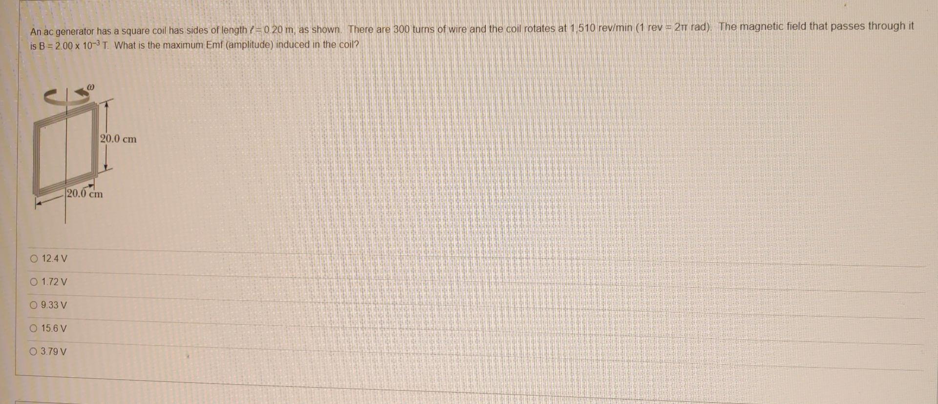Solved An ac generator has a square coil has sides of length | Chegg.com