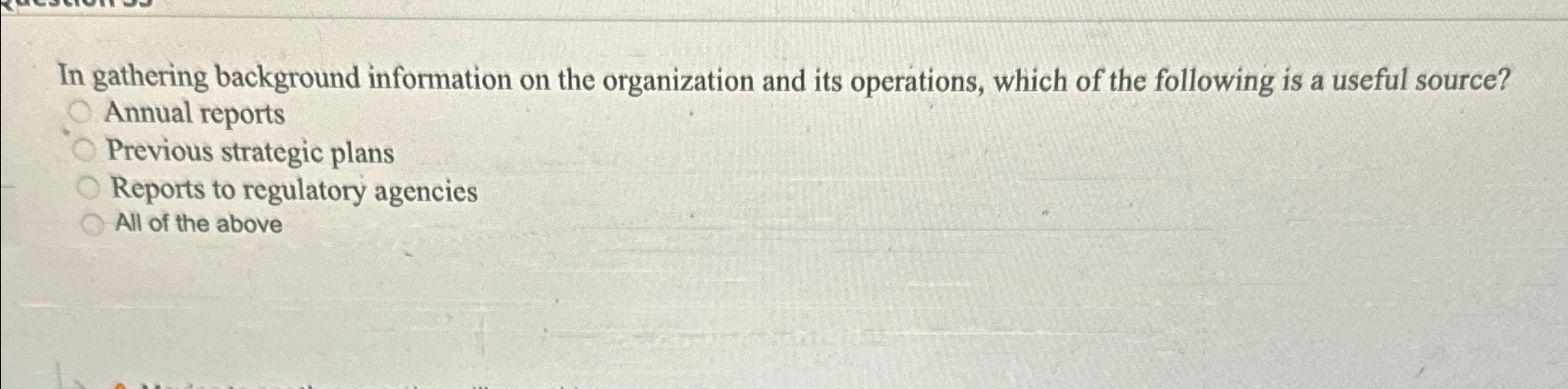 Solved In gathering background information on the | Chegg.com