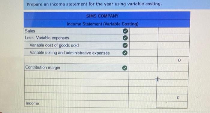 Solved sims company began operations on Jan 1. its cost and | Chegg.com