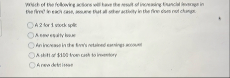 Solved Which of the following actions will have the result | Chegg.com