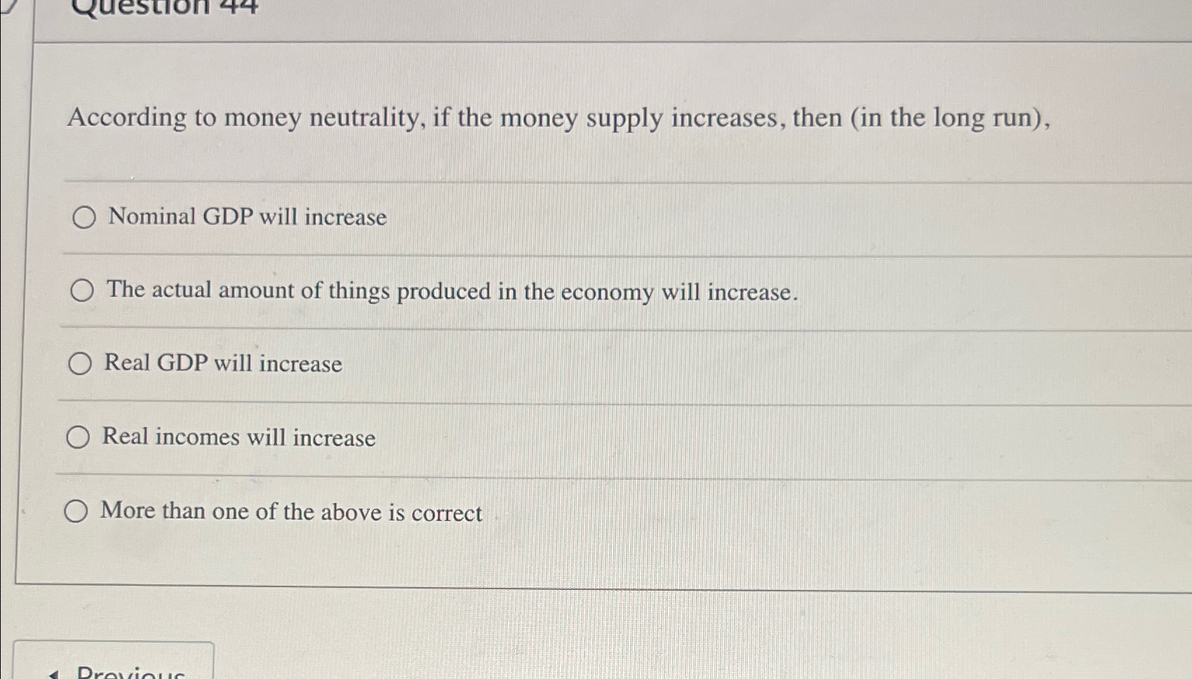 Solved According to money neutrality, if the money supply | Chegg.com