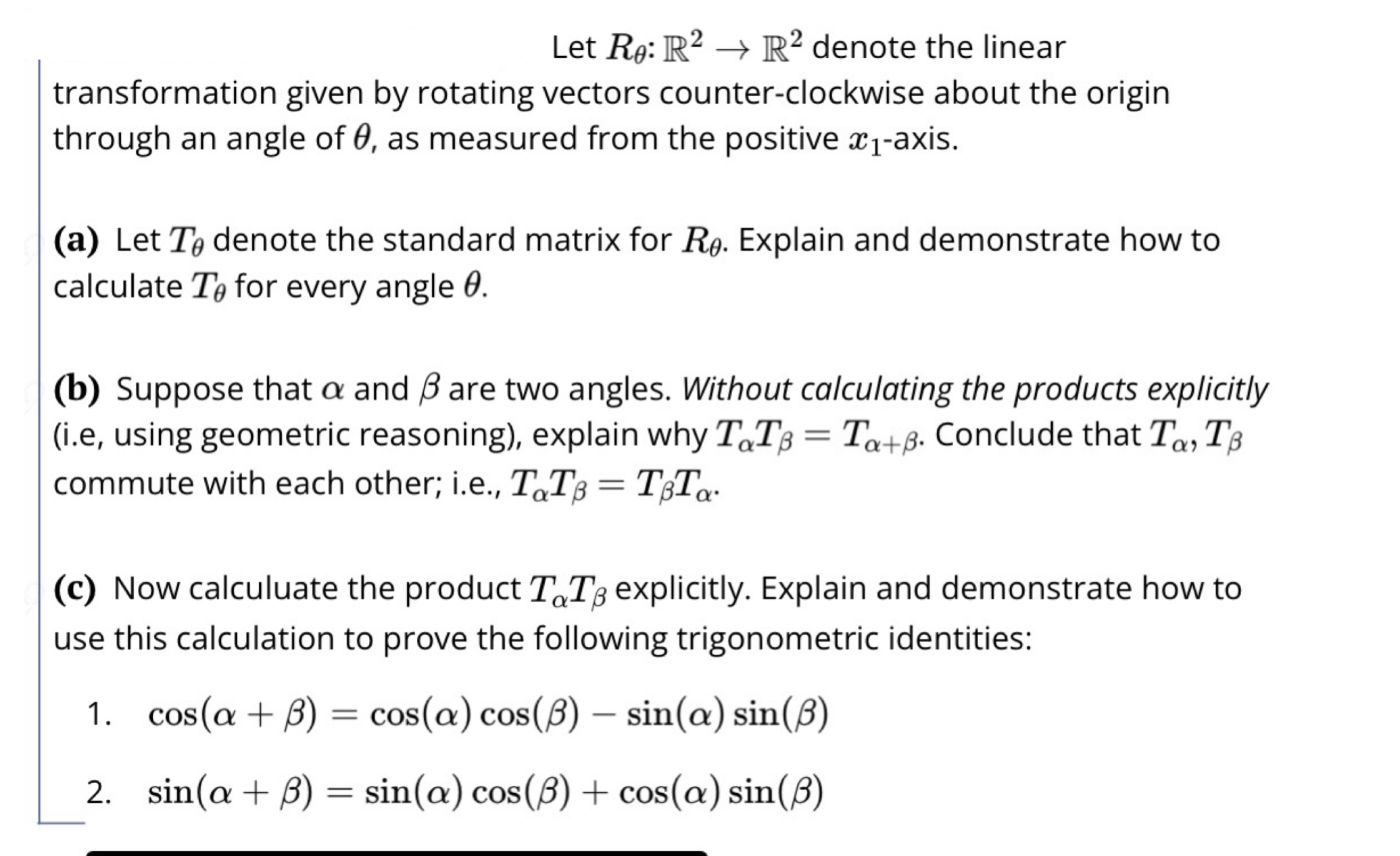 Solved Let Rθ:R2→R2 ﻿denote the linear transformation given | Chegg.com