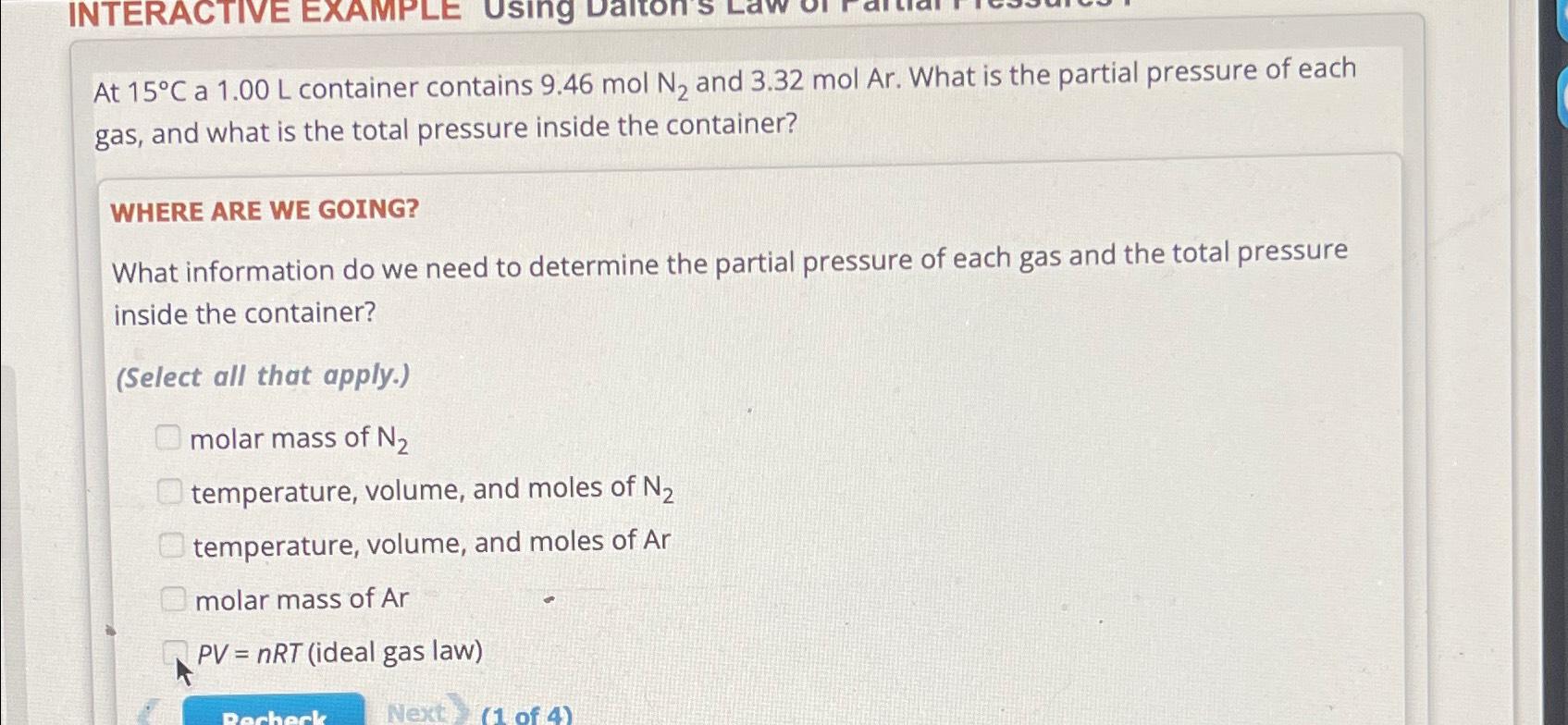 Solved At 15°C ﻿a 1.00L ﻿container contains 9.46molN2 ﻿and | Chegg.com