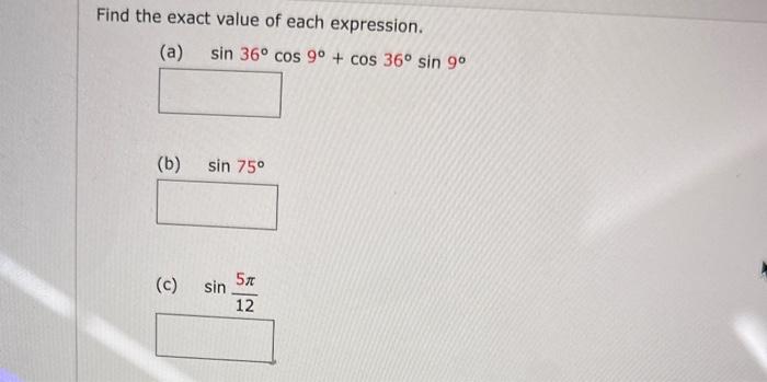 Solved Find the exact value of each expression. (a) | Chegg.com