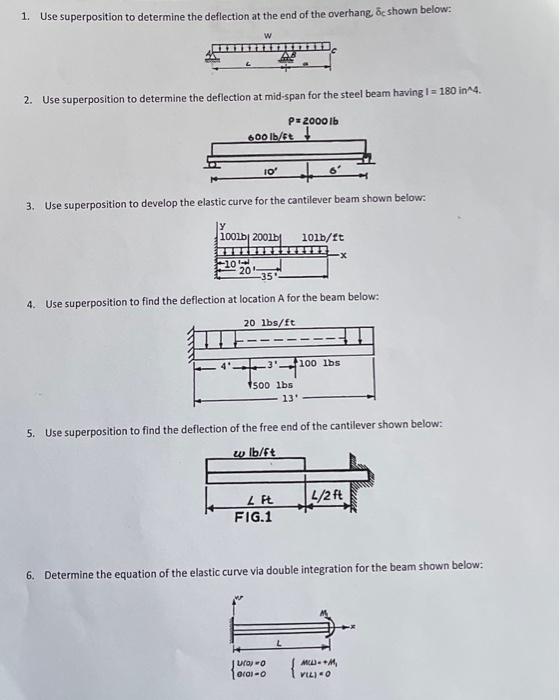 Solved 1. Use superposition to determine the deflection at | Chegg.com