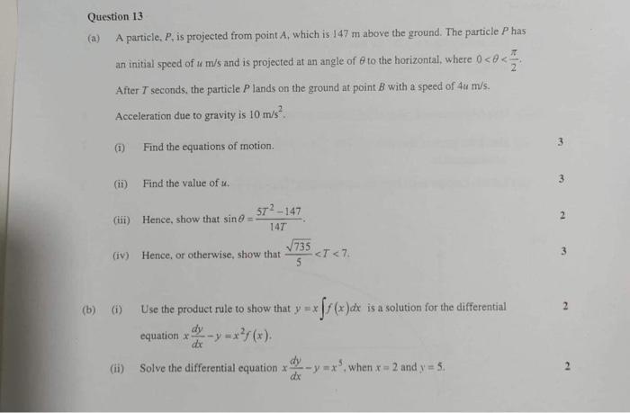 Solved (a) A particle, P, is projected from point A, which | Chegg.com