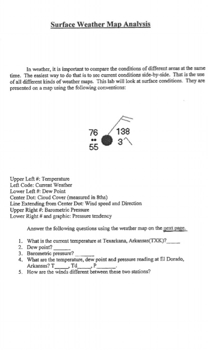 Surface Weather Map Analysis In weather, it is | Chegg.com
