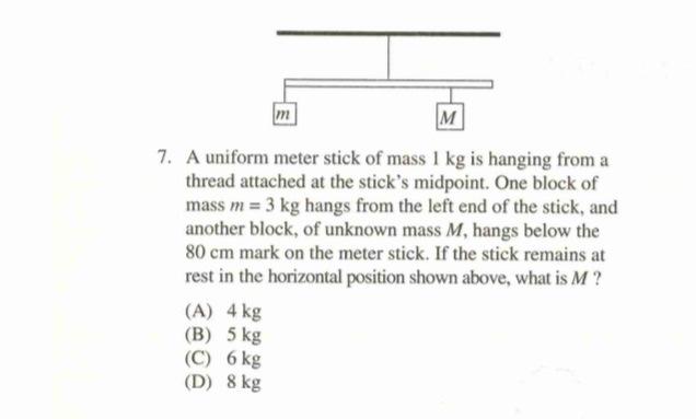 Solved 7. A uniform meter stick of mass 1 kg is hanging from | Chegg.com