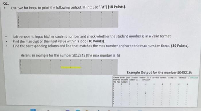 Solved - Use two for loops to print the following output. | Chegg.com