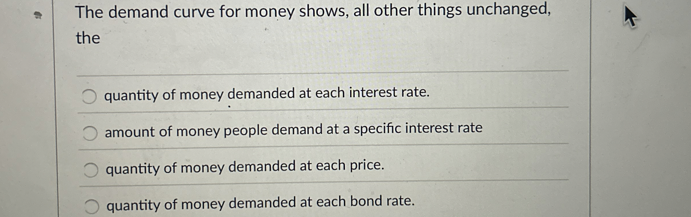 The Demand Curve For Money Shows All Other Things Chegg