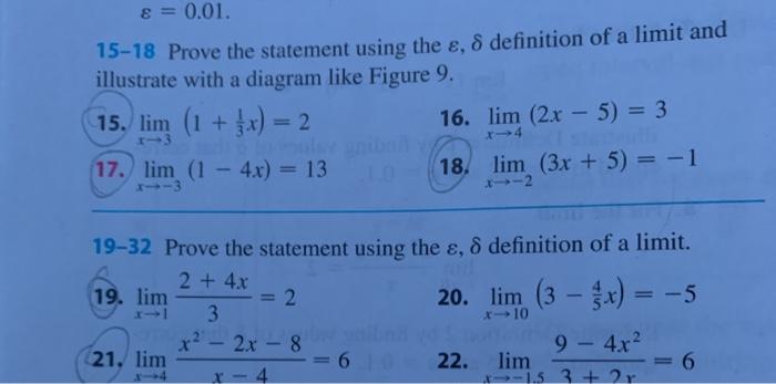 Solved E = 0.01. 15-18 Prove the statement using the 8, 8 | Chegg.com