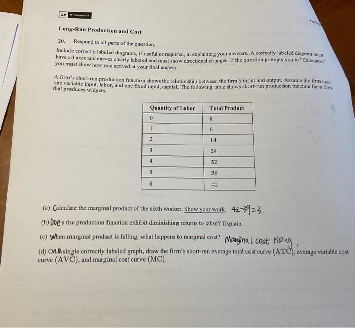 Solved Long-Run Production and Cost 20. Respond to all parts | Chegg.com