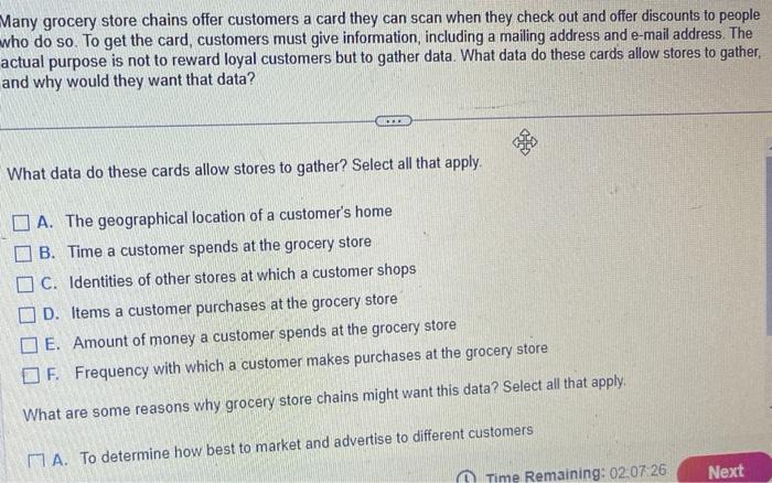 Solved Many grocery store chains offer customers a card they | Chegg.com