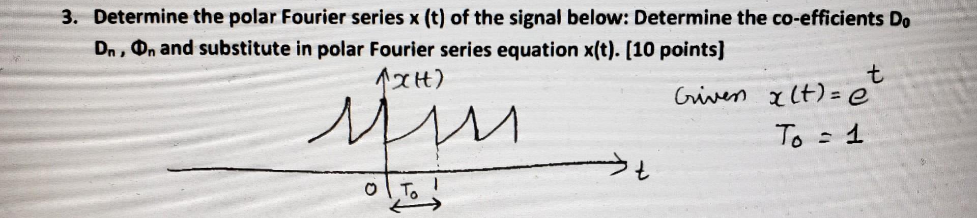 Solved 3. Determine the polar Fourier series x(t) of the | Chegg.com