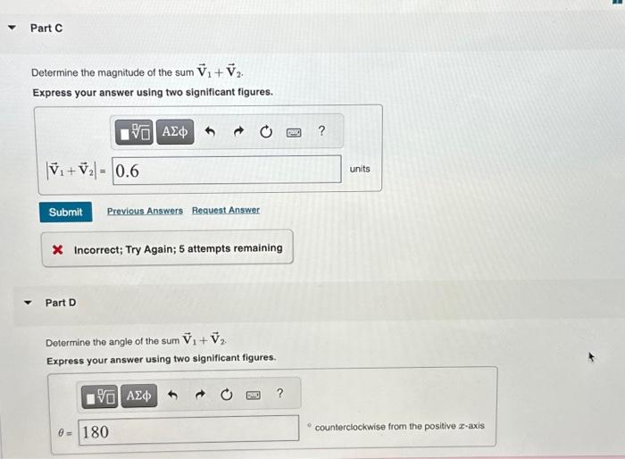 Solved Vector V1 is 6.7 units long and points along the | Chegg.com