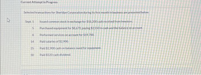 Solved کی Current Attempt in Progress Selected transactions | Chegg.com