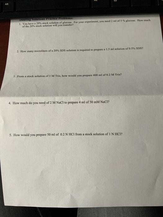 Solved Making Solutions Practice Problems: I. How would you | Chegg.com