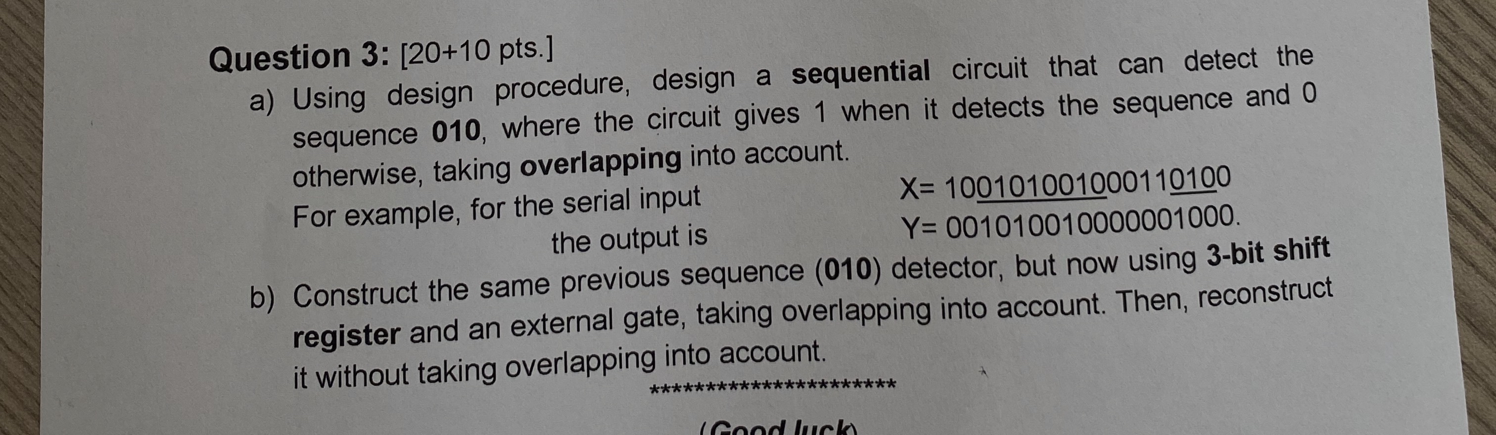 Solved Question 3: [20+10 ﻿pts.]a) ﻿Using design procedure, | Chegg.com