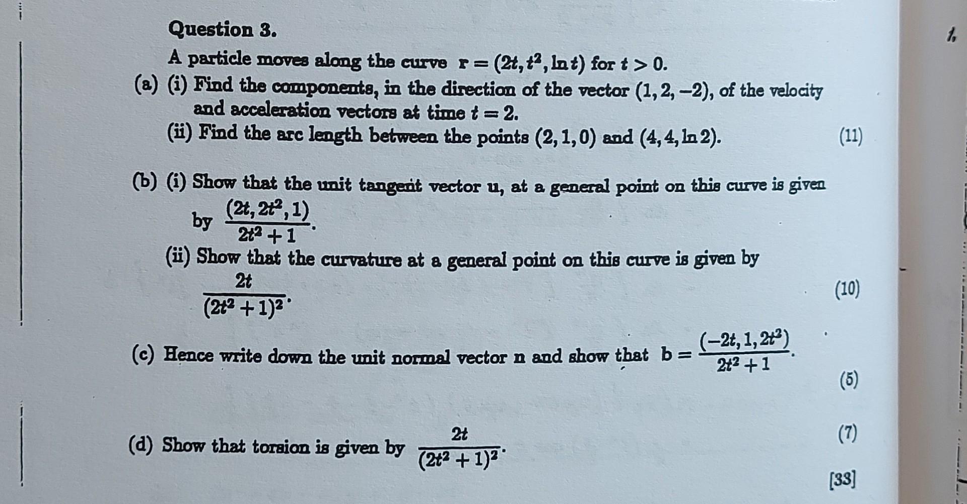 Solved Question 3. A particle moves along the curve | Chegg.com