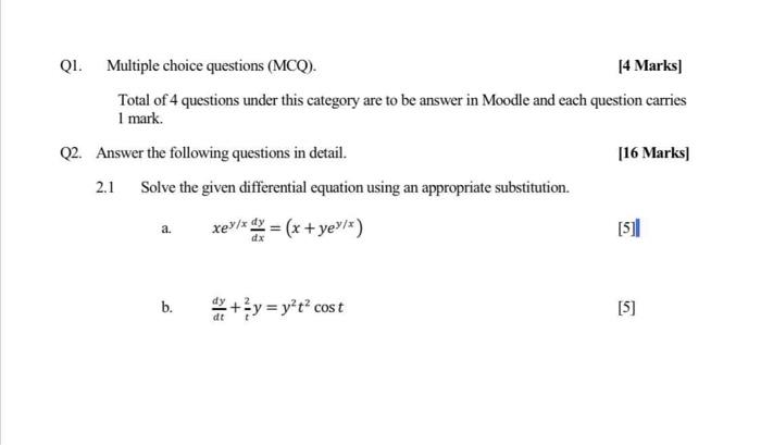 Solved QI. Multiple choice questions (MCQ). [4 Marks] Total | Chegg.com