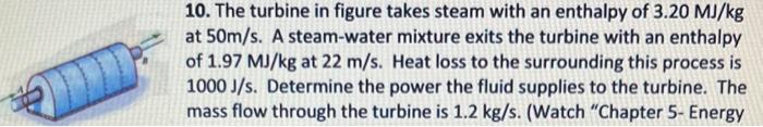 Solved 10. The turbine in figure takes steam with an | Chegg.com