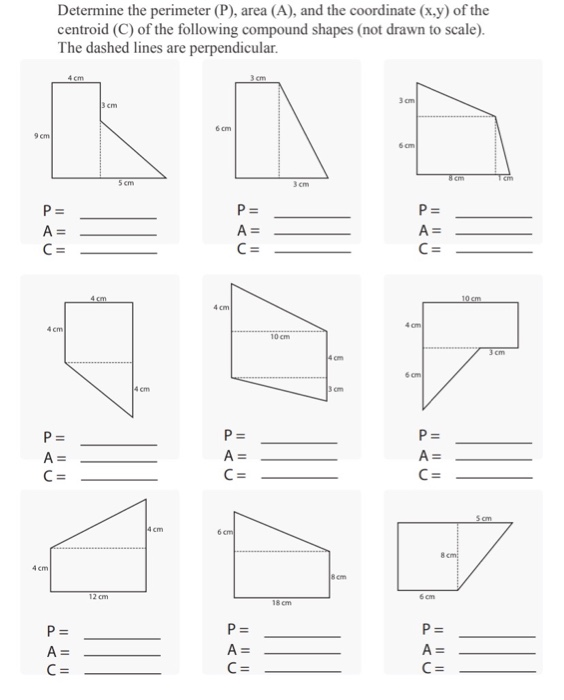 Solved Determine the perimeter (P), area (A), and the | Chegg.com
