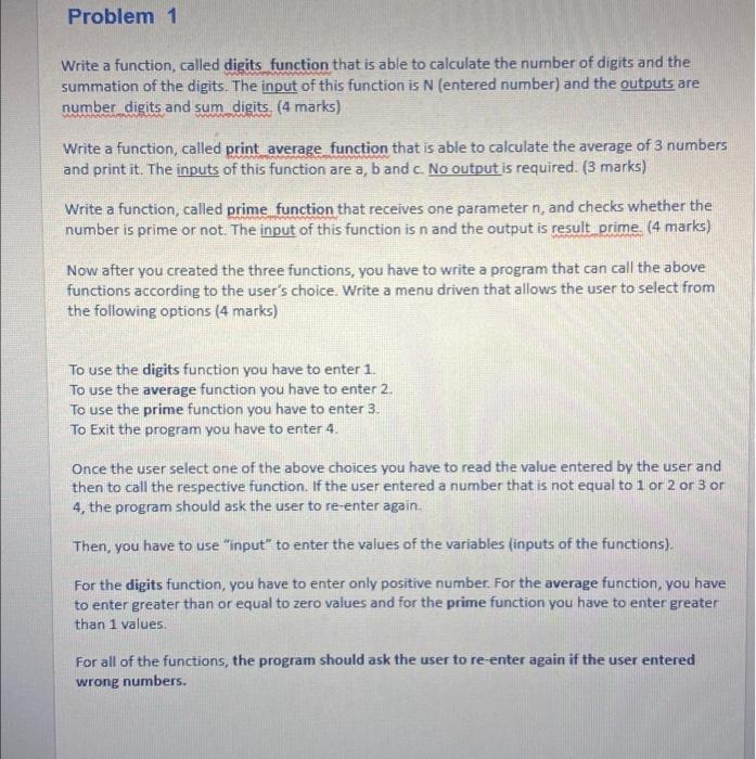 Solved Problem 1 Write A Function Called Digits Function 7625
