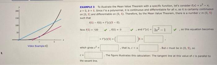 Solved 2001 EXAMPLE 3 To illustrate the Mean Value Theorem | Chegg.com