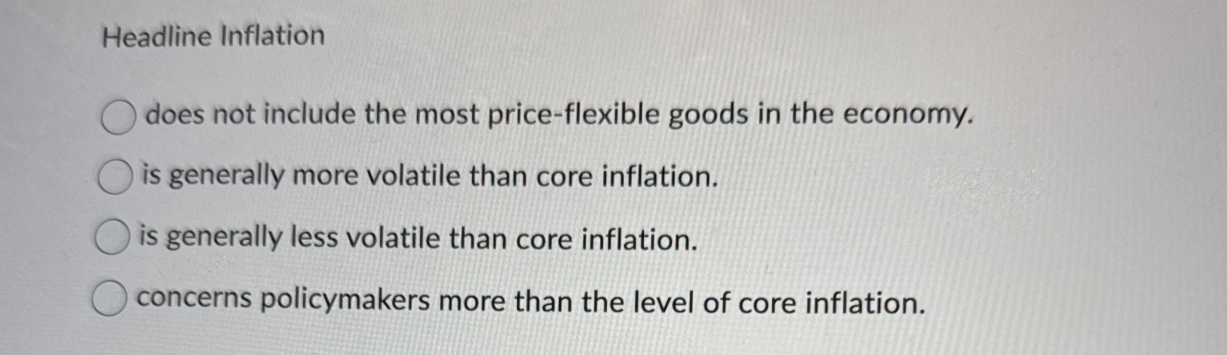 Solved Headline Inflationdoes not include the most | Chegg.com
