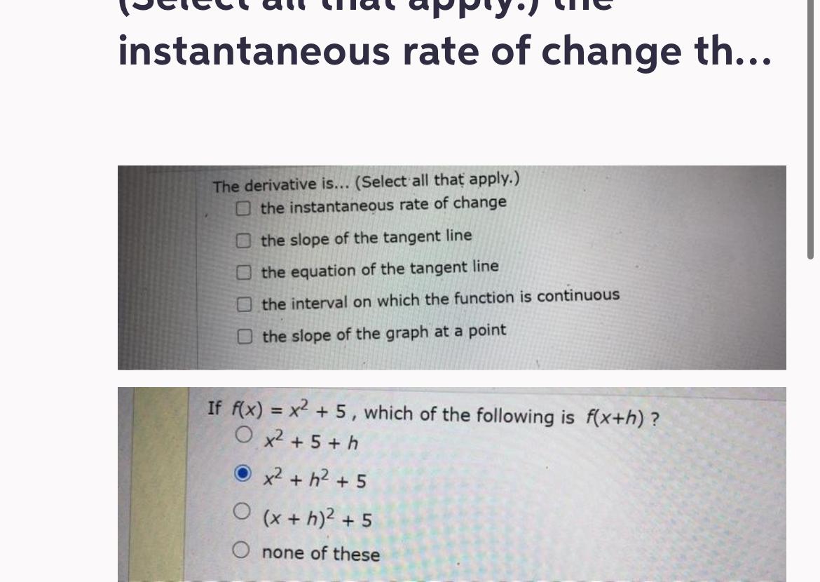 Solved instantaneous rate of change th...The derivative | Chegg.com