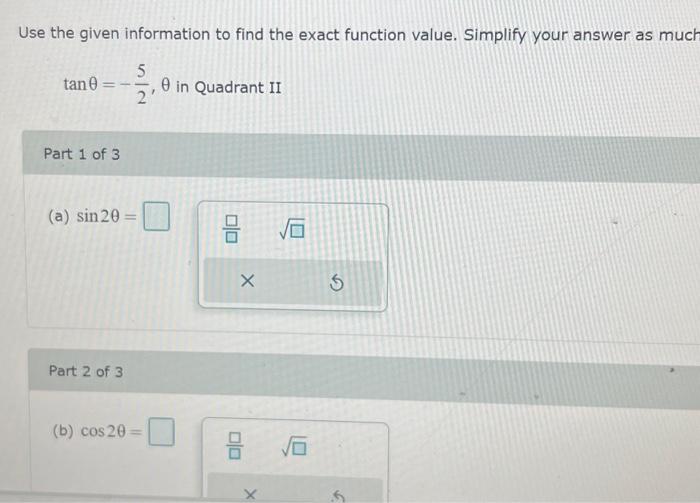 Use the given information to find the exact function | Chegg.com