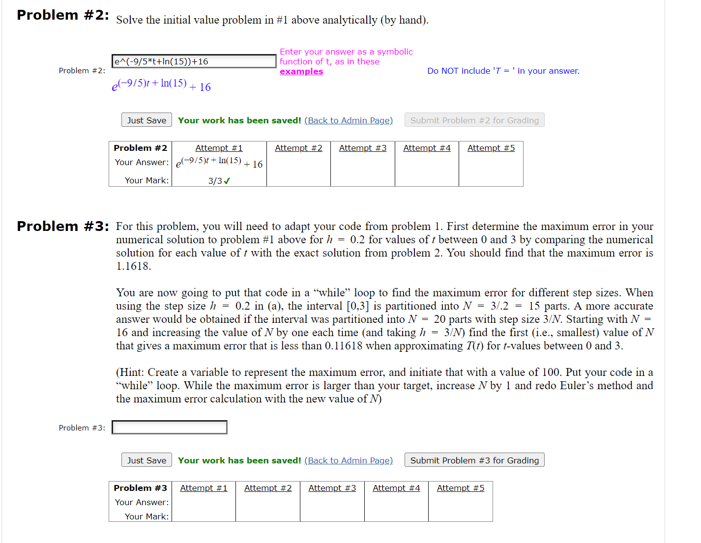 Solved Problem # 2: Solve the initial value problem in #1 | Chegg.com