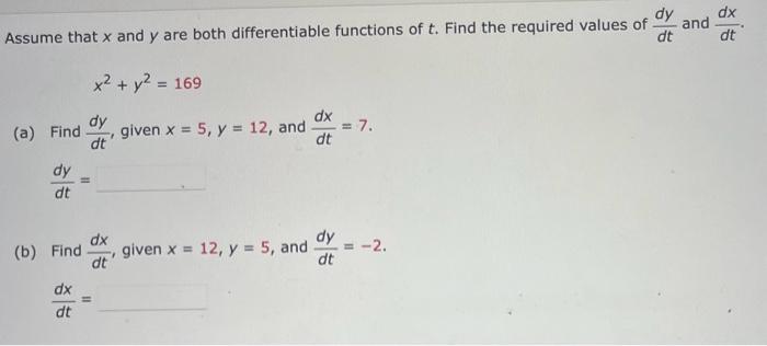 Solved Assume that x and y are both differentiable functions | Chegg.com