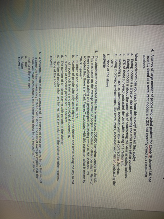 Solved 4. A survey of large number of people who tested | Chegg.com