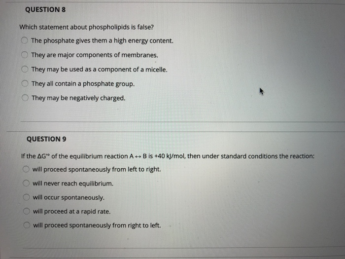 Solved QUESTION 8 Which statement about phospholipids is | Chegg.com