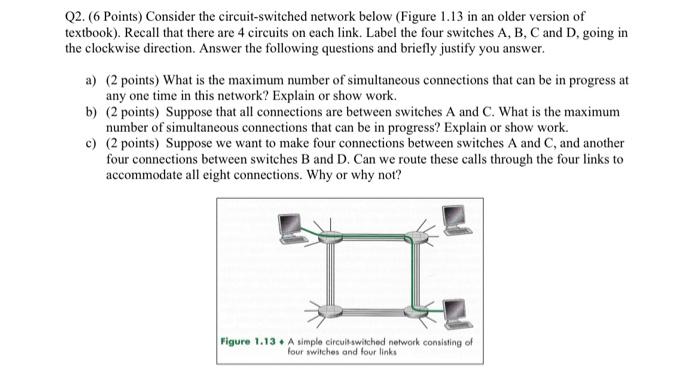 Solved Q2. (6 Points) Consider the circuit-switched network | Chegg.com