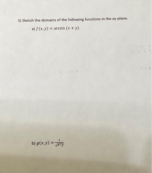 Solved 3) Sketch the domains of the following functions in | Chegg.com