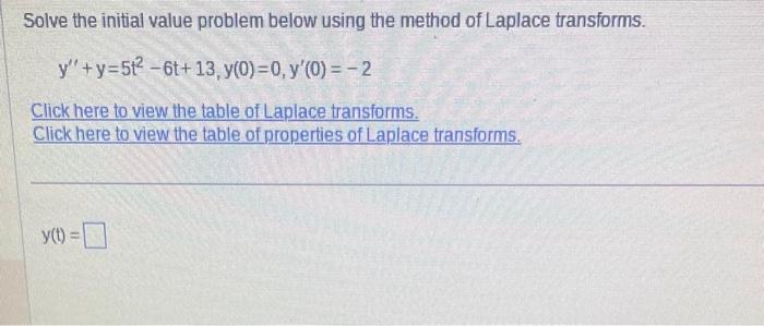 Solved Solve the initial value problem below using the | Chegg.com