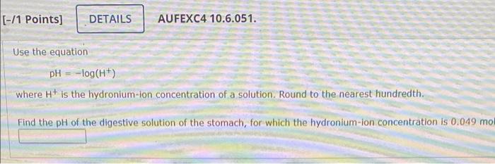 Solved (-11 Points] DETAILS AUFEXC4 10.6.051. Use the | Chegg.com