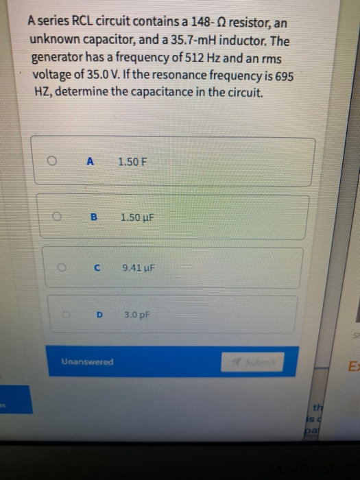 Solved A series RCL circuit contains a 148-resistor, an | Chegg.com