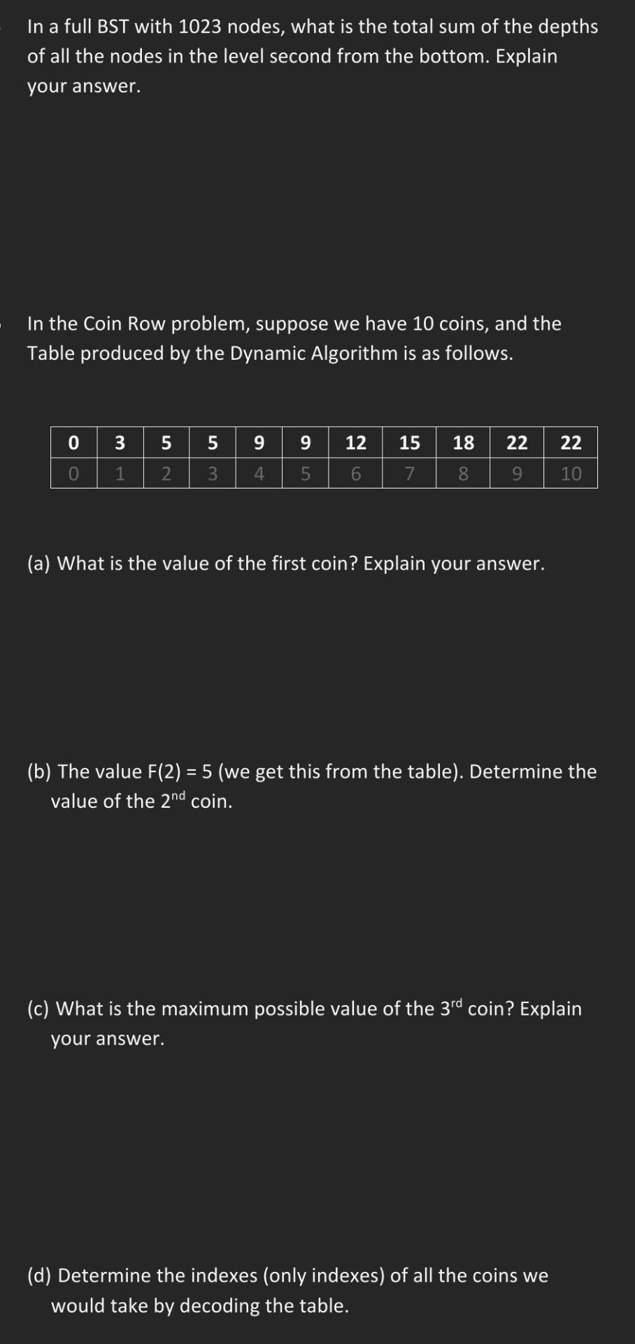 Solved In a full BST with 1023 nodes, what is the total sum | Chegg.com