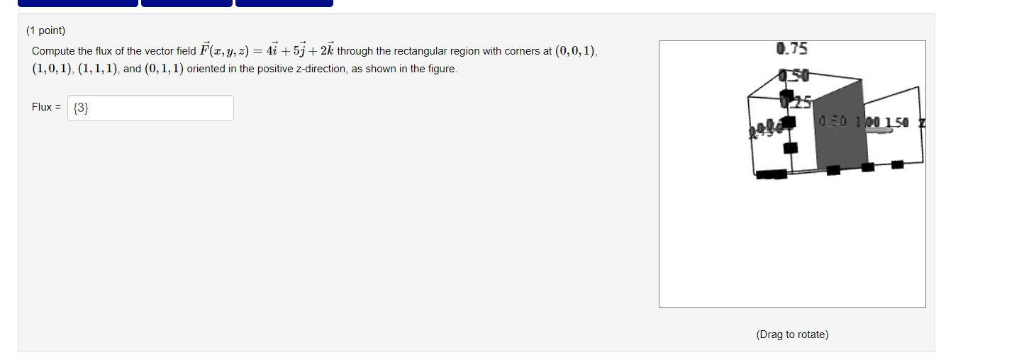 Solved (1 ﻿point)Compute the flux of the vector field | Chegg.com