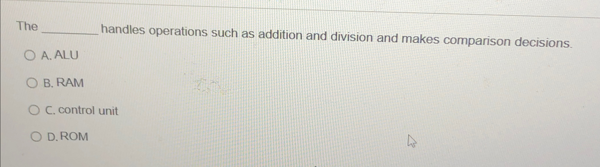 Solved The handles operations such as addition and division | Chegg.com